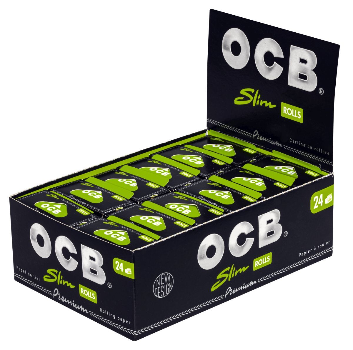 Box of 24 OCB Black Premium Slim 4m Rolls - Ultra Thin Rolling Paper ...