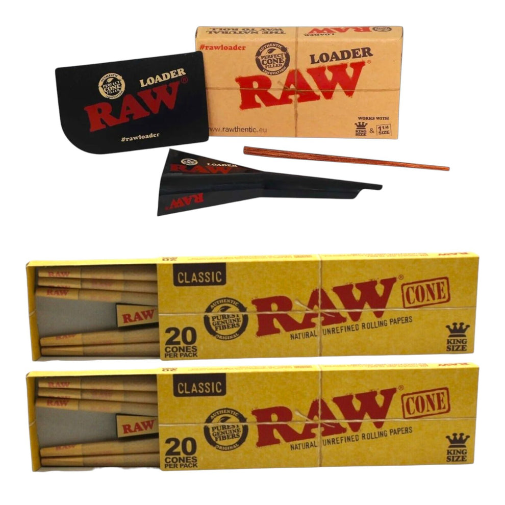 2 x Raw Classic King Size Pre Rolled Cones 20 Pack + Loader – Your Smoke