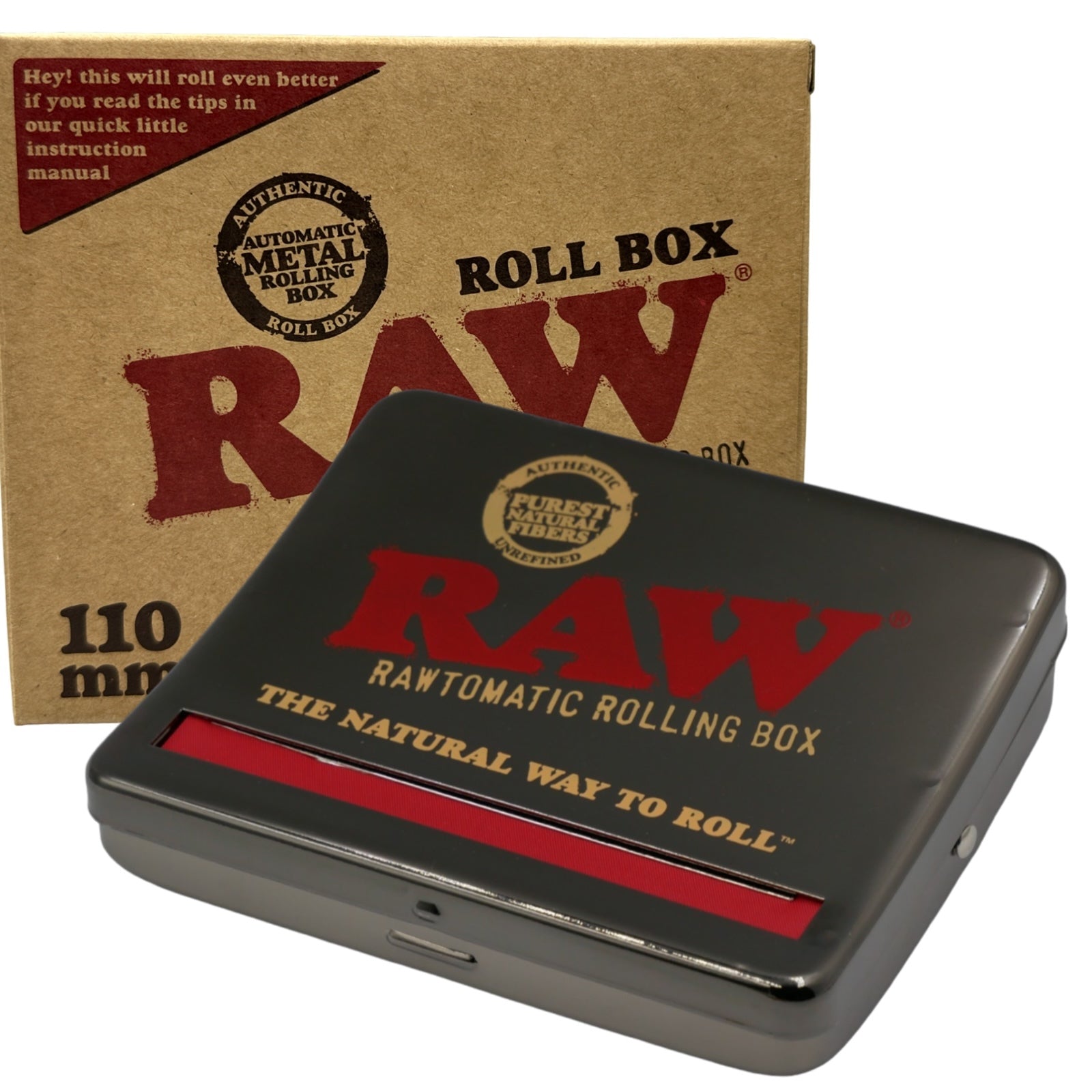 RAW 110mm King Size Automatic Metal Rolling Box - Black Chrome – Your Smoke