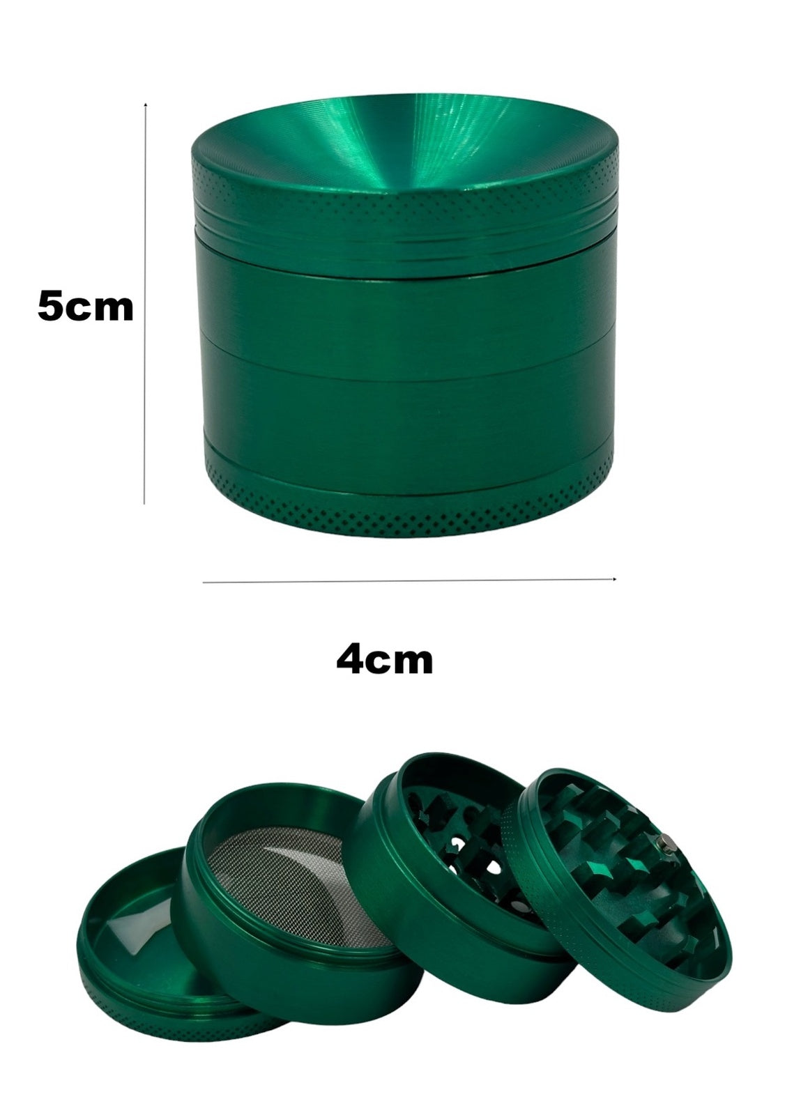 5cm Green Curved Herb Grinder 4 Layers – Your Smoke