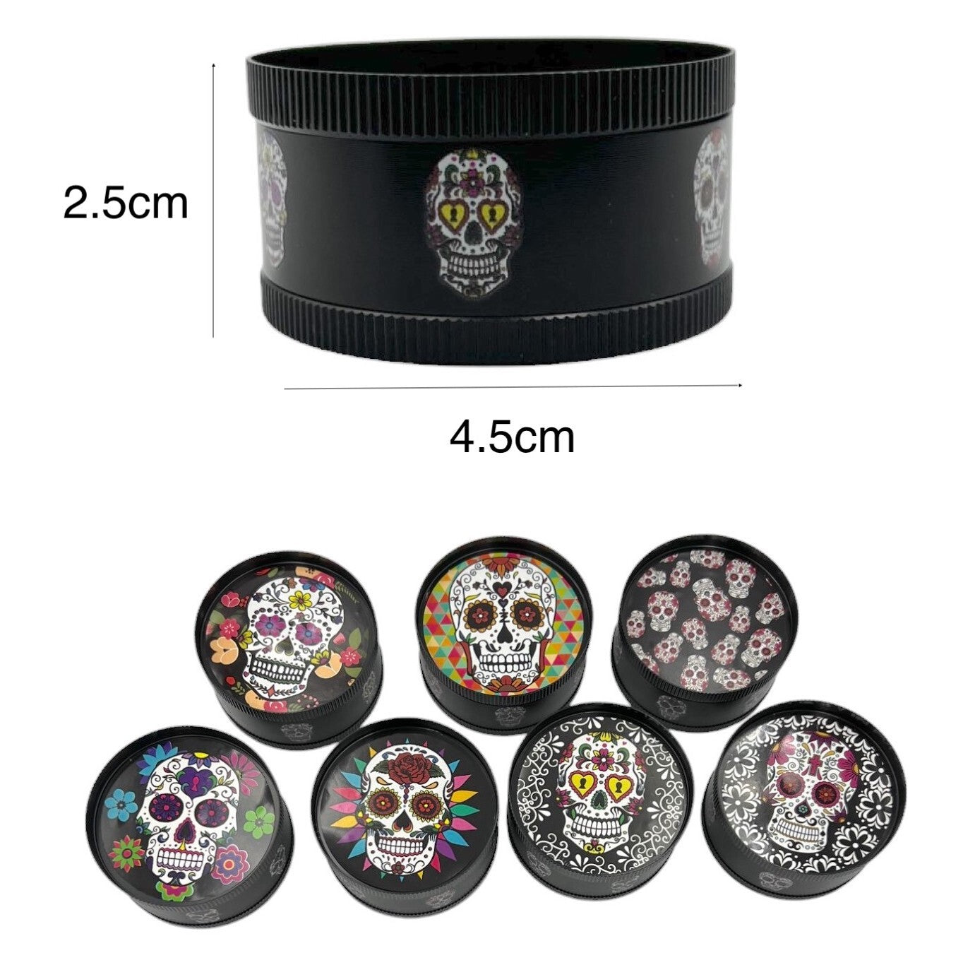 2.5cm Assorted Skull Herb Grinder 3 Layers Metal Crusher – Your Smoke