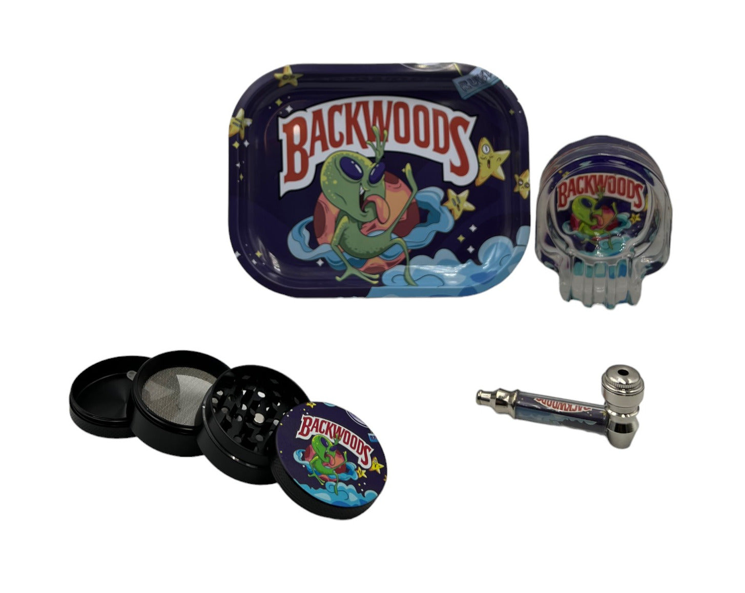 Alien Smoking Gift Set with Pipe, Grinder, Ashtray, and Rolling Tray ...