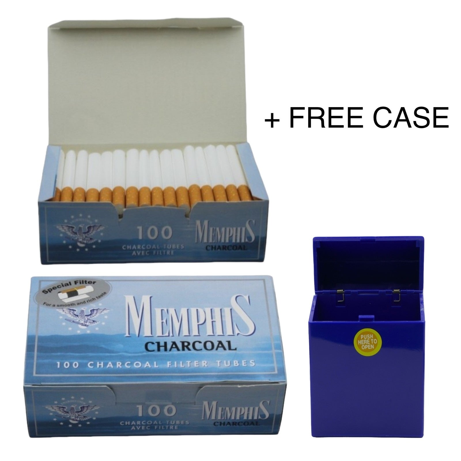500x Memphis Charcoal Filter Tubes King Size Blue + Case – Your Smoke