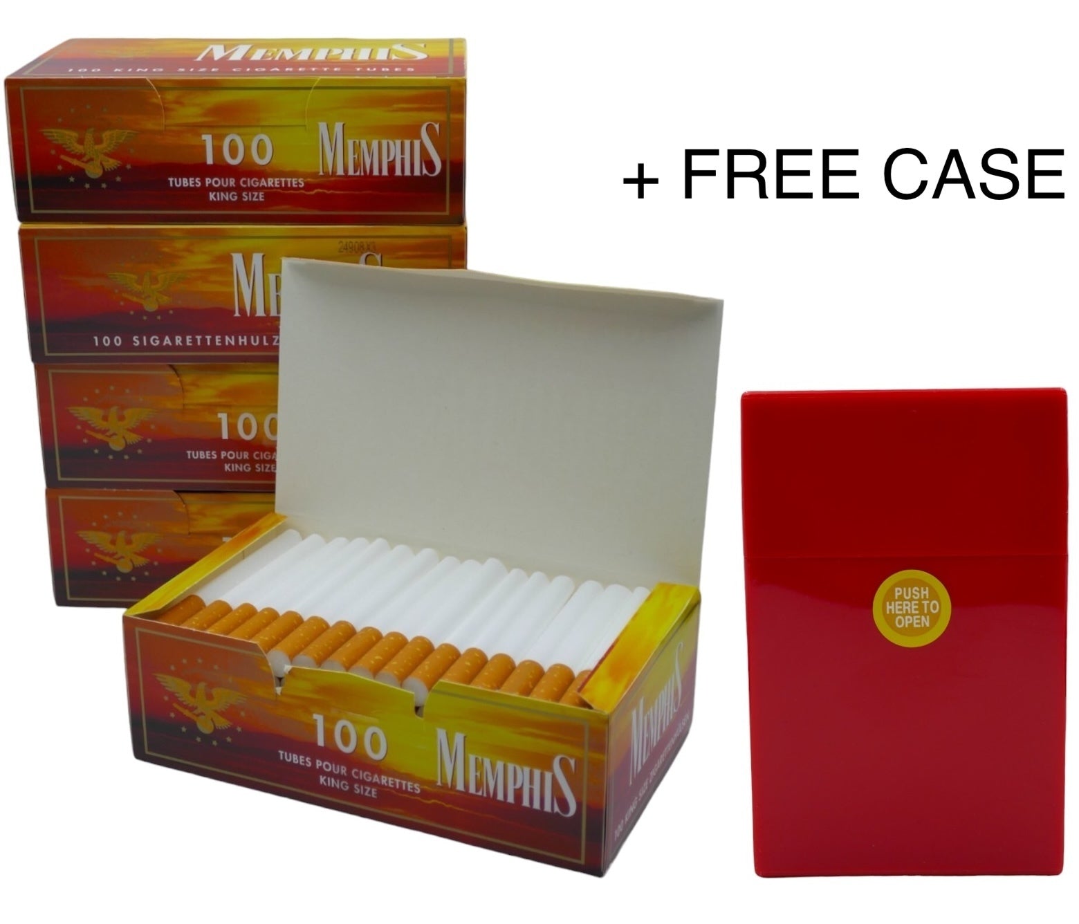 500x Memphis Filter Tubes King Size Cork Red + Case – Your Smoke