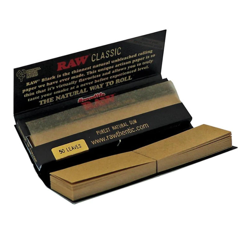 Box of 24 RAW Black Kingsize + Filter Tips Extra Fine Natural Papers ...