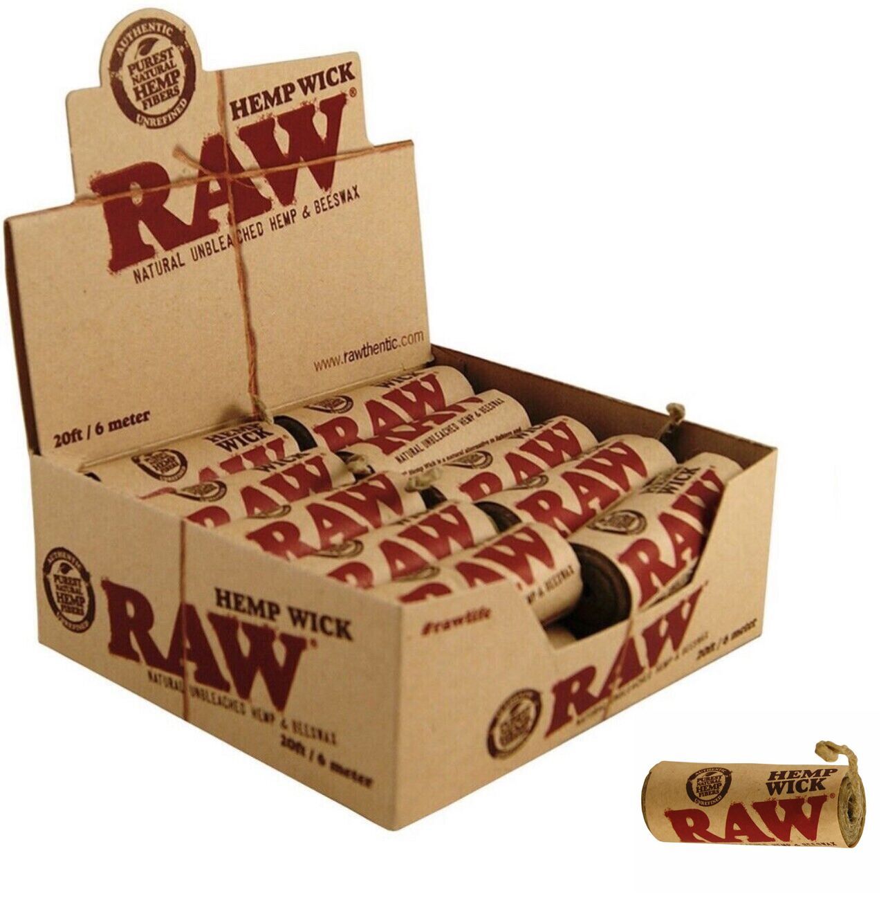 Box of 40 RAW Hemp Wick 3m Natural Unbleached Hemp & Beeswax (10ft Rol ...