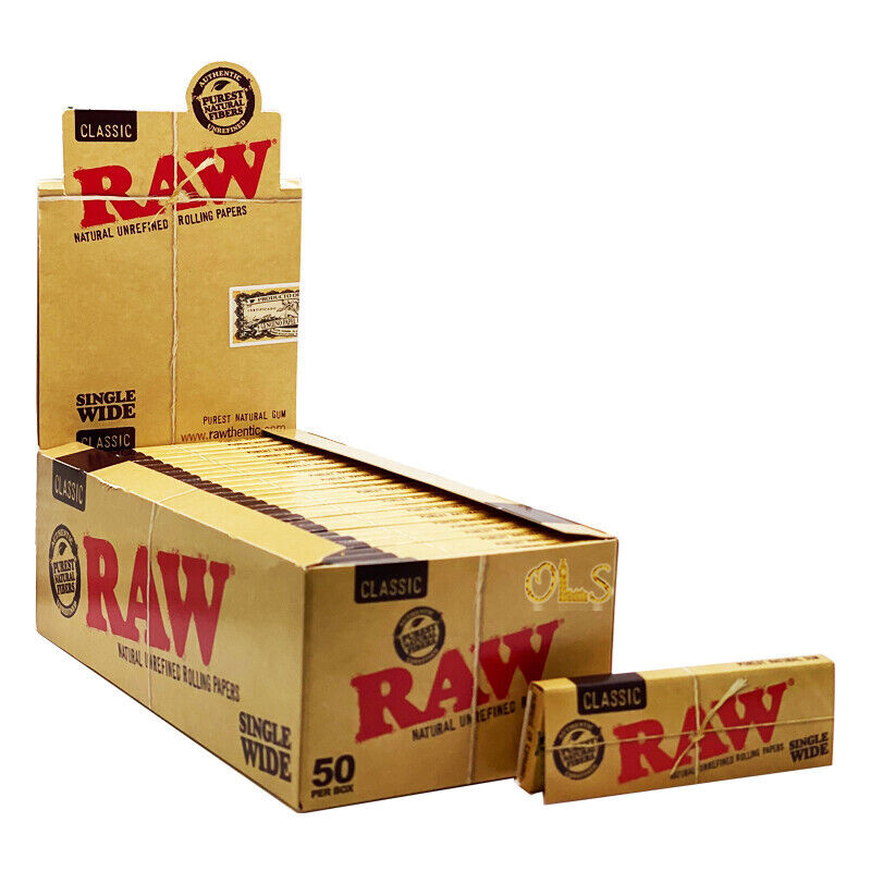 Box of 50 RAW Single Wide Classic Natural Rolling Papers – Your Smoke
