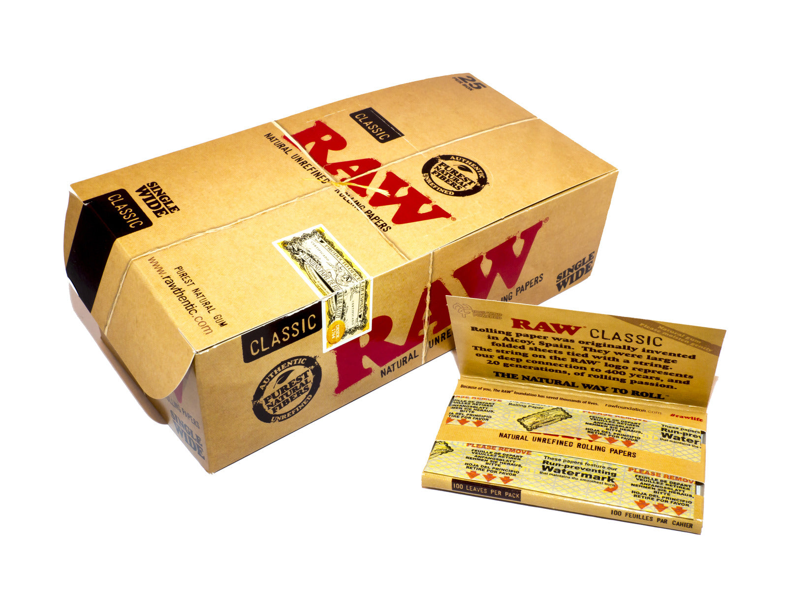 Box of 25 RAW Classic Single Wide Double Papers – Your Smoke