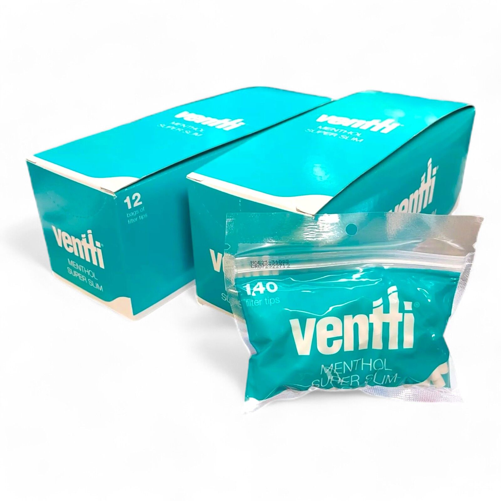 Box of 12 Ventti Menthol Super Slim Green Filter Tips (1680 Tips ...