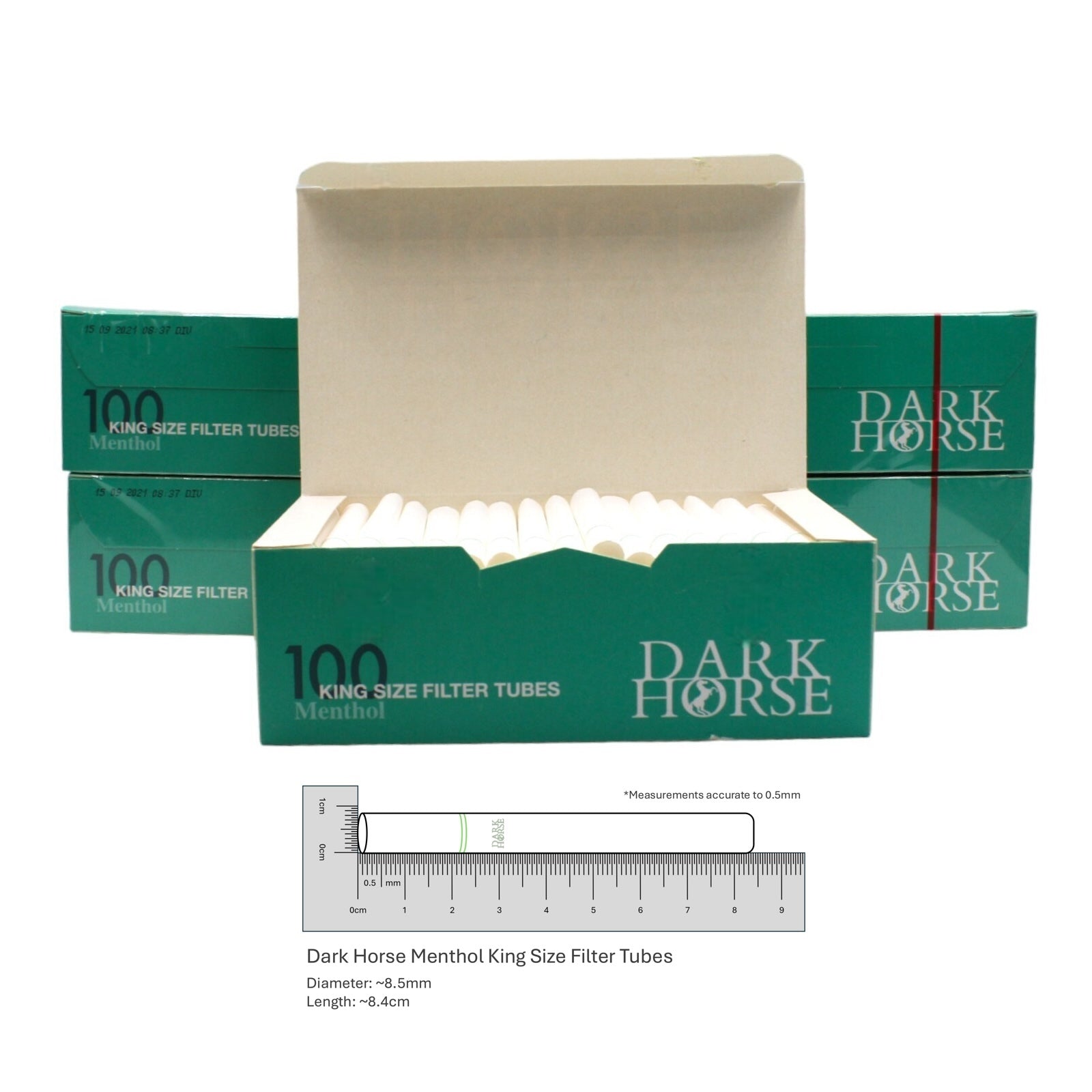 500x Dark Horse Full Flavour Menthol Filter Tubes King Size Cork Green ...